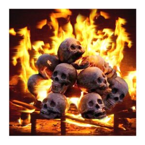 2022 new terrifying human skull fire pit, fireproof imitated human skull ceramic, durable reusable fire pit skulls, halloween skull shaped fire stones for fire pit bonfire campfire fireplaces