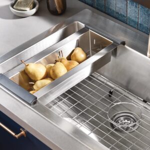 Moen Luxe Chef 18-Gauge Stainless Steel Dual Mount 33" x 22" Single Bowl Workstation Sink, Includes Cutting Board, Flexible Drying Rack, Colander, Bottom Sink Grid, and Drain, GS181012BUX