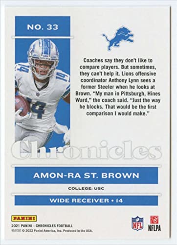 AMON-RA ST. BROWN RC 2021 Panini Chronicles #33 ROOKIE NM+-MT+ NFL Football Lions