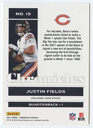 JUSTIN FIELDS RC 2021 Panini Chronicles #19 ROOKIE NM+-MT+ NFL Football Bears