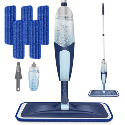 Spray Mop for Floor Cleaning Microfiber Floor Mop Wet Dry Dust Flat Cleaning Mop with 5 Washable Mop Pads and Refillable Bottle for Home Kitchen Bathroom Wood Laminate Vinyl Ceramic Hardwood Tile