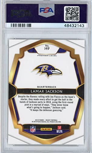 Graded 2018 Panini Select Lamar Jackson #149 Premier Level Rookie RC Football Card PSA 10 Gem Mint