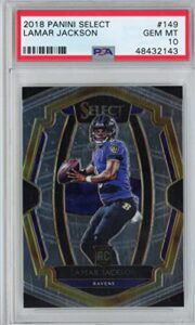 graded 2018 panini select lamar jackson #149 premier level rookie rc football card psa 10 gem mint