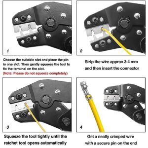 Taiss JST Crimping Tool,Dupont Crimping Tool,JST Crimper,Dupont Crimper,Ratcheting Wire Crimper for JST Connector XH 2.54mm,PH2.0,D-sub Terminals,(0.08-0.5mm² 28-20AWG)