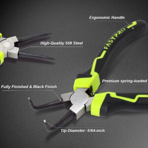 FASTPRO 4-Piece 7-inch Snap Ring Pliers Set, Internal/External Circlip Pliers Kit with Straight/Bent Jaw, Heavy Duty for Ring Remover Retaining