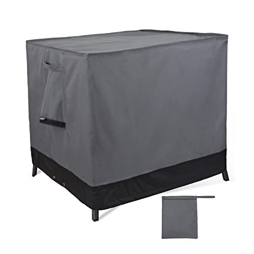 Rachmi Square Gas Fire Pit Cover 32.3 Inch, 600D Oxford Water Resistant Anti UV & Fade Outdoor Patio Cover for Coffee Fits 28/29/30/31 Inch Coffee & Side Table, (32.3"Wx32.3"Dx25.2"H, Gray/Black)