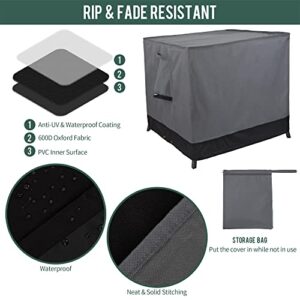 Rachmi Square Gas Fire Pit Cover 32.3 Inch, 600D Oxford Water Resistant Anti UV & Fade Outdoor Patio Cover for Coffee Fits 28/29/30/31 Inch Coffee & Side Table, (32.3"Wx32.3"Dx25.2"H, Gray/Black)