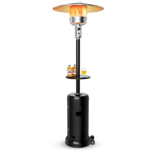 toolsempire 48,000 btu patio heater propane heater, outdoor heater propane with wheels & adjustable shelf, gas patio heater for outdoor use, garden, yard (black)