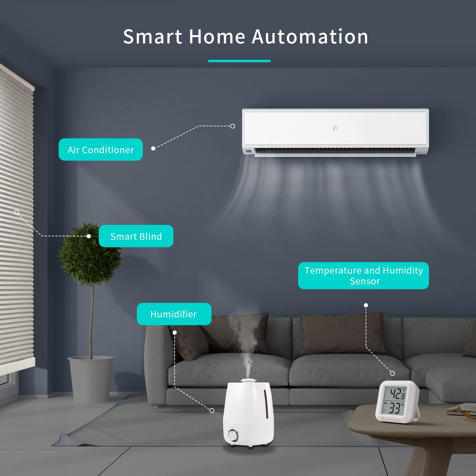 THIRDREALITY Zigbee Temperature and Humidity Sensor with Digital LCD Display, ZigBee Hub Required, App Records, Remote Monitoring and Smart Home Automation, AAA Batteries Included