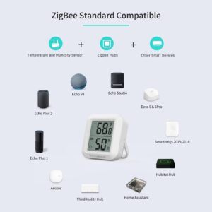 THIRDREALITY Zigbee Temperature and Humidity Sensor with Digital LCD Display, ZigBee Hub Required, App Records, Remote Monitoring and Smart Home Automation, AAA Batteries Included