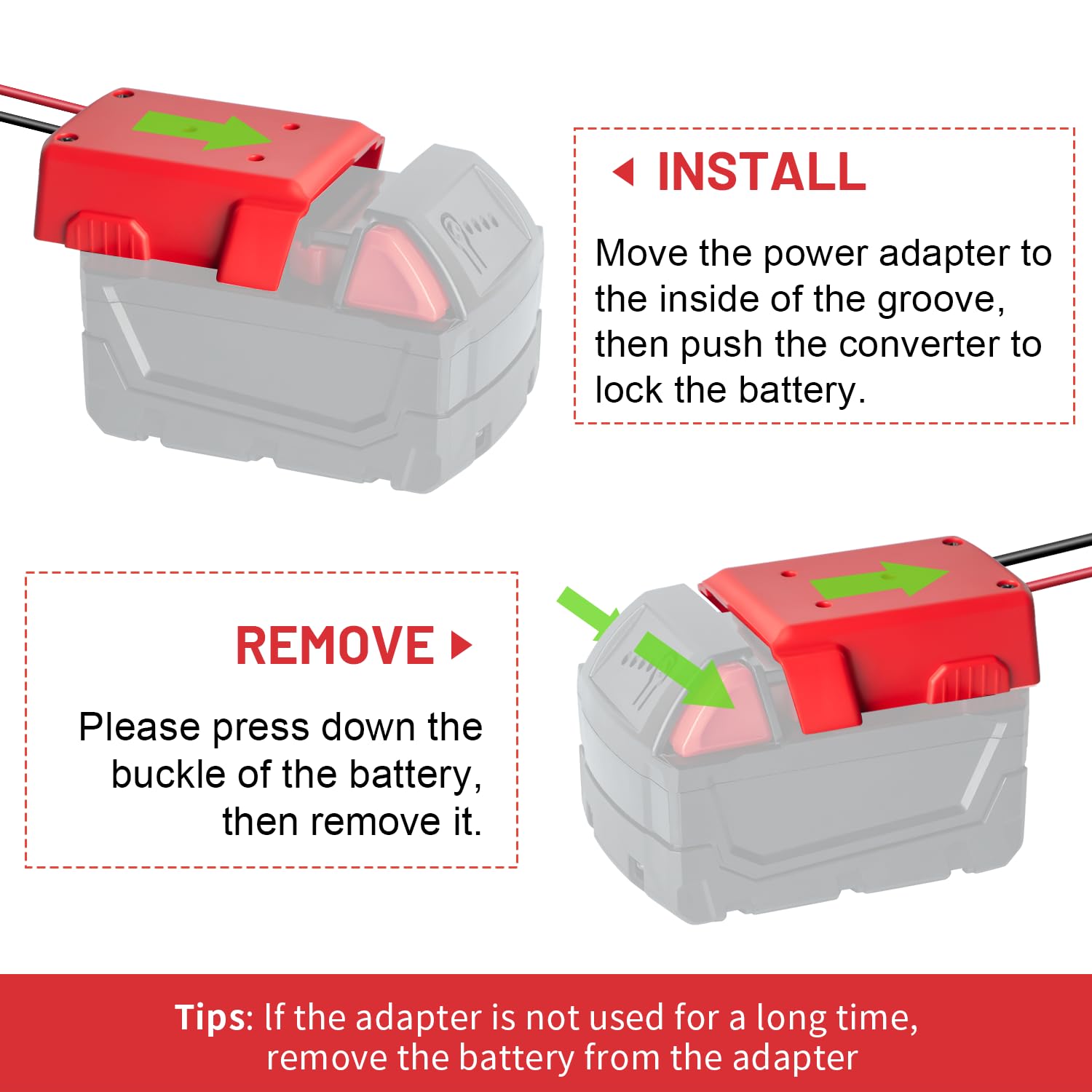 Kzreect Power Wheels Adapter for Milwaukee M18 Battery Adapter, 18V Power Wheels Battery Converter Kit with Fuses Holder and Switch, Wire Terminals, 12AWG Wire for RC Car DIY Adapter Set (1 Pack)