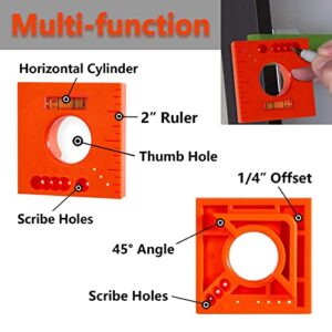 Atiger 2PCS Marks Offset Ruler with Level - 5 in 1 Multifunction Ruler for Parallel Lines for Screws or Cutting Marking Offset Marking Tool Easily Scribe Trim for The Perfect fit