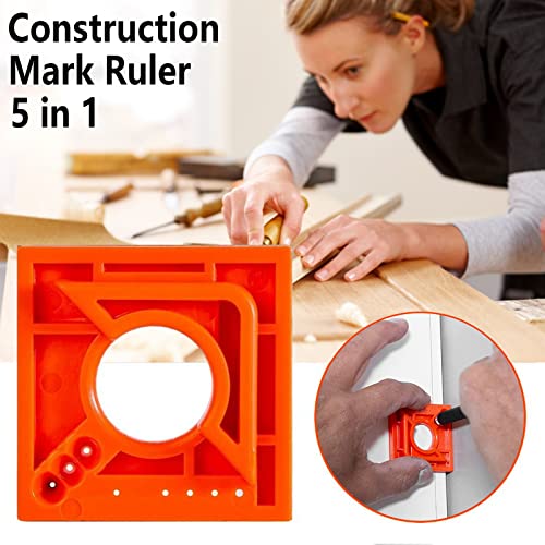 Atiger 2PCS Marks Offset Ruler with Level - 5 in 1 Multifunction Ruler for Parallel Lines for Screws or Cutting Marking Offset Marking Tool Easily Scribe Trim for The Perfect fit