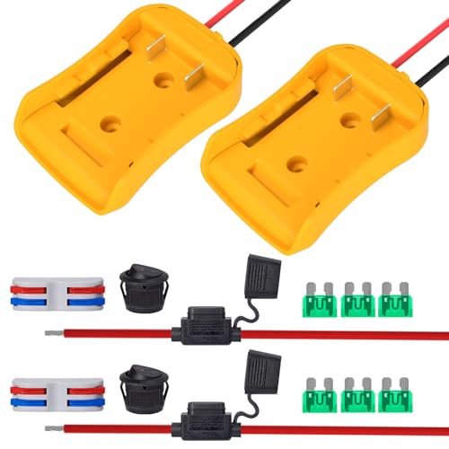 Kzreect Power Wheels Adapter for Dewalt 20V Battery Adapter, 20V Power Wheels Battery Converter Kit with Fuses Holder and Switch, Wire Terminals, 12AWG Wire for RC Car Toys Truck Adapter Set (2 Pack)