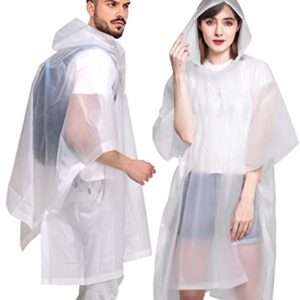 GABOX 𝟐 𝐏𝐚𝐜𝐤 𝐑𝐞𝐮𝐬𝐚𝐛𝐥𝐞 𝐄𝐕𝐀 𝐑𝐚𝐢𝐧 𝐏𝐨𝐧𝐜𝐡𝐨, Rain Coat Hood Camping Blanket Waterproof Raincoat for Adults Women Men Travel Hiking, White Color