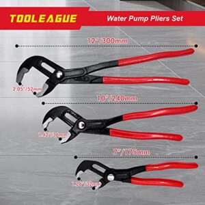 TOOLEAGUE Water Pump Pliers Set, Plumbing Pliers, 7-inch 10-inch 12-inch Groove Slip Joint Set, Push Button Quick Adjustable Pliers