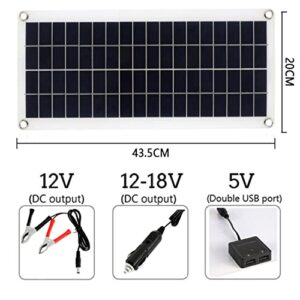 PHASFBJ Flexible Solar Panel Kit 18V Portable Solar Battery Charger with MPPT Controller, with Alligator clamp and car Charger Adapter Cable, for Boat, Car, Caravan,20a Controller