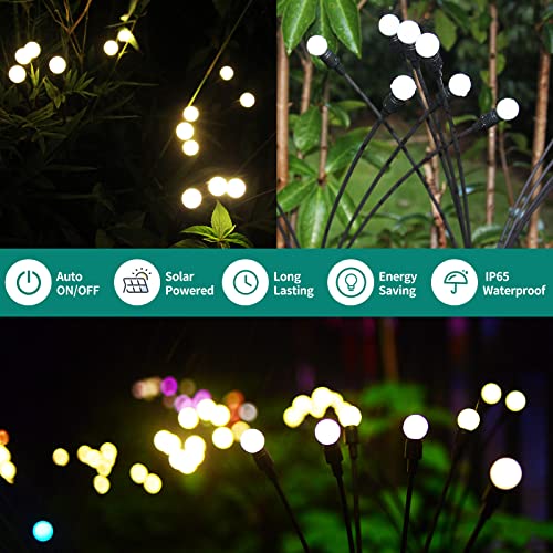 DURPAR Solar Garden Lights, 4 Pack 40 LEDs Solar Outdoor Lights, Solar Fairy Lights Outdoor Waterproof for Yard Garden Decoration Garden, High Flexibility Iron Wire & Heavy Bulb Base, Warm White