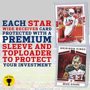 NFL Wide Receiver Football Card Bundle, Assorted Set of 12 Mint Star WR Football Cards Gift Set, Includes one Relic, Serial, or Rookie, Protected by Sleeve and Toploader with Fantasy Football eBook