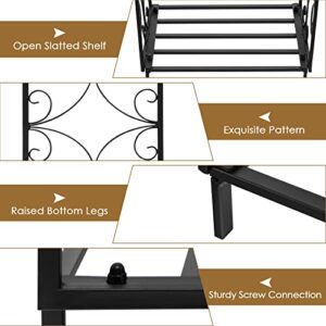 S AFSTAR 1.5Ft/17.5” Firewood Rack Outdoor Indoor, Heavy Duty Firewood Rack Bracket with Elegant Patterns & Raised Legs, Decorative Log Rack Wood Holder, Fireplace Wood Storage Rack, Easy Assembly