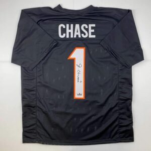 facsimile autographed ja'marr chase cincinnati black reprint laser auto football jersey size men's xl