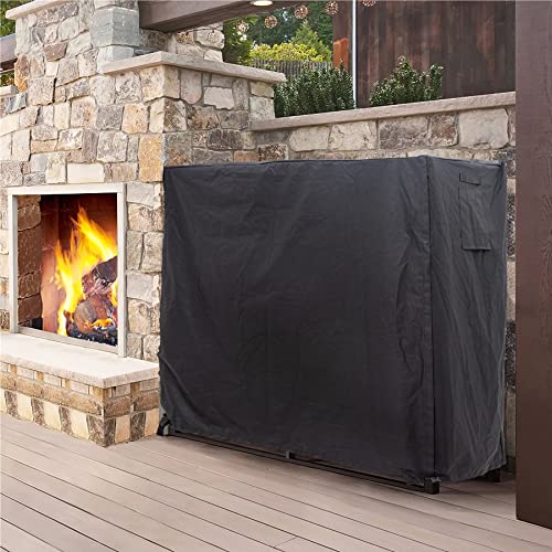 Coverify Heavy Duty Waterproof 600D Oxford Fabric Firewood Log Rack Cover, Black, 4-Feet