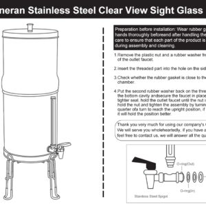 Stainless Steel Sight Glass Spigot with Clear View Water Level. 7''Sight Glass Compatible with Travel Berkey and Big Berkey System