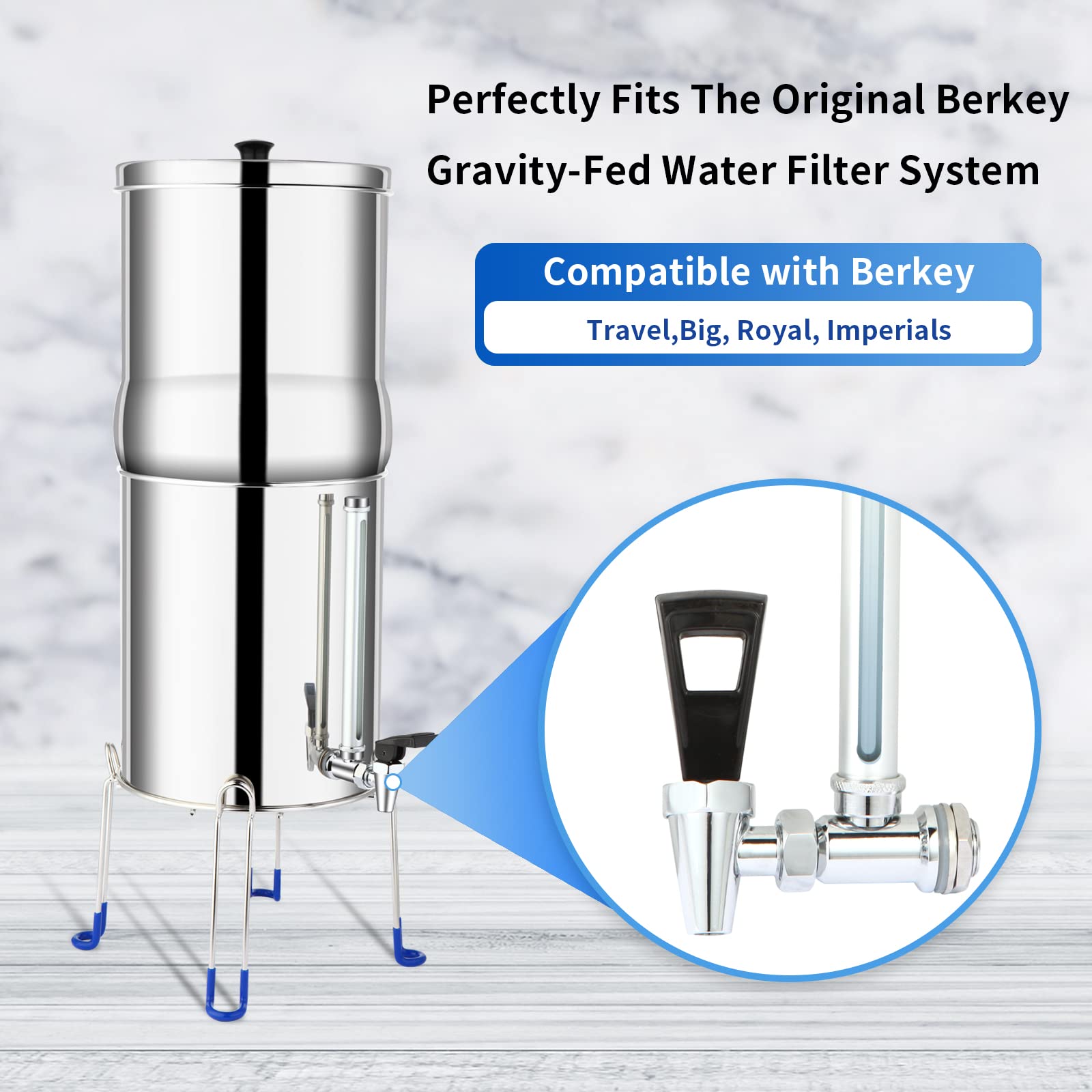 Stainless Steel Sight Glass Spigot with Clear View Water Level. 7''Sight Glass Compatible with Travel Berkey and Big Berkey System