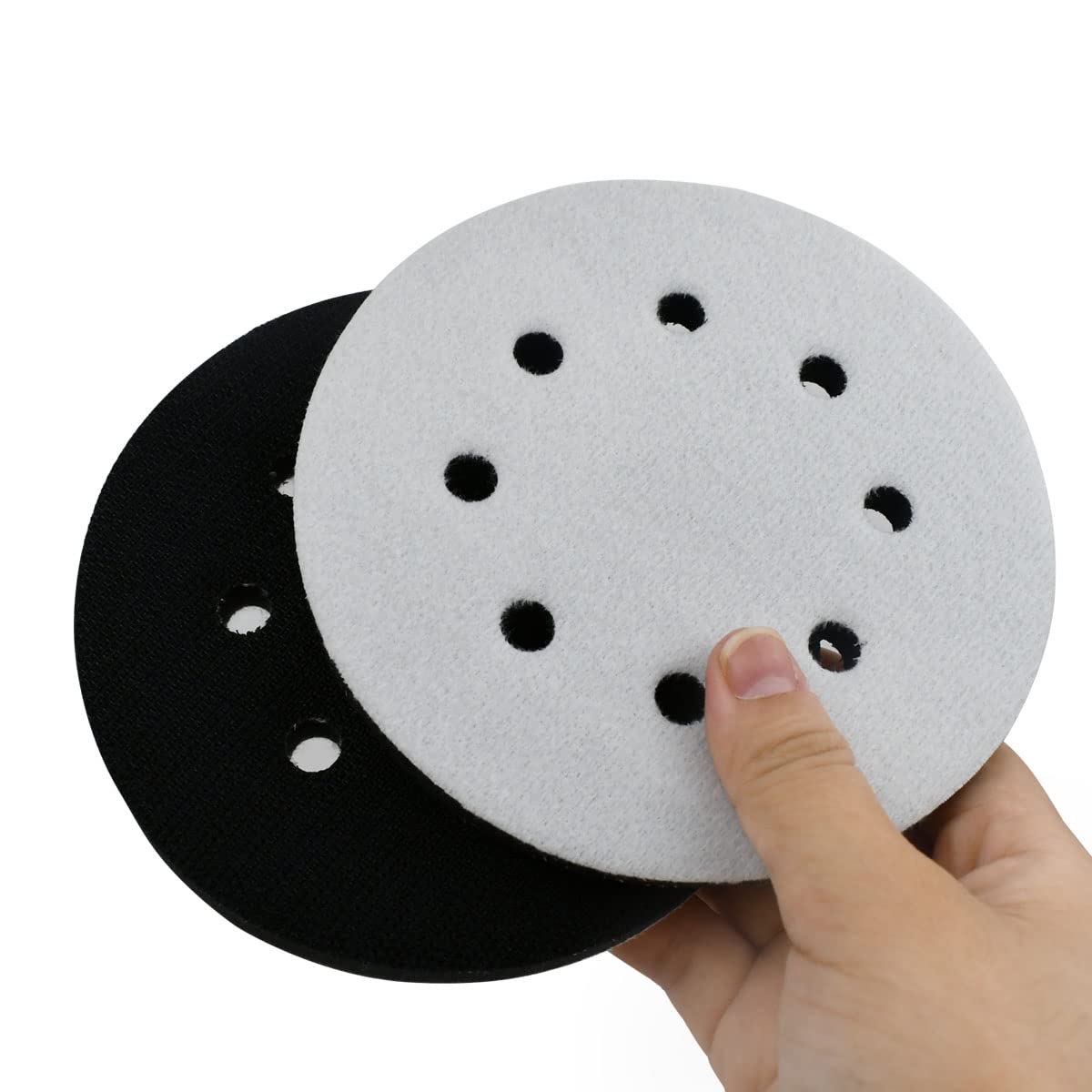 Tenalleys 2Pcs Hook and Loop 5" Soft Sponge Cushion 8 Holes Interface Buffer Pads Soft Density Interface Pads for Rotary Tools Grinder