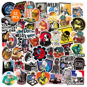 waio welder stickers 52pcs funny hard hat worker welding decals pack for water bottle helmet tool box skateboard decors