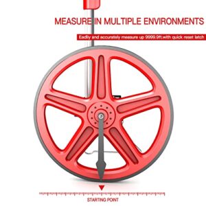 ZHJAN 12" Distance Measuring Wheel in Feet and Inches,Collapsible Rolling Measurement Wheel Measures Up To 9999.9 ft,Walking Measuring Wheel with Key 0 Function.