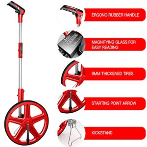 ZHJAN 12" Distance Measuring Wheel in Feet and Inches,Collapsible Rolling Measurement Wheel Measures Up To 9999.9 ft,Walking Measuring Wheel with Key 0 Function.