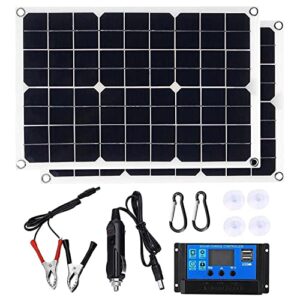 phasfbj 2pcs solar panel 100w solar panel kit, flexible solar panels, high efficiency monocrystalline solar battery panel for homes boat cycle camping,50a controller