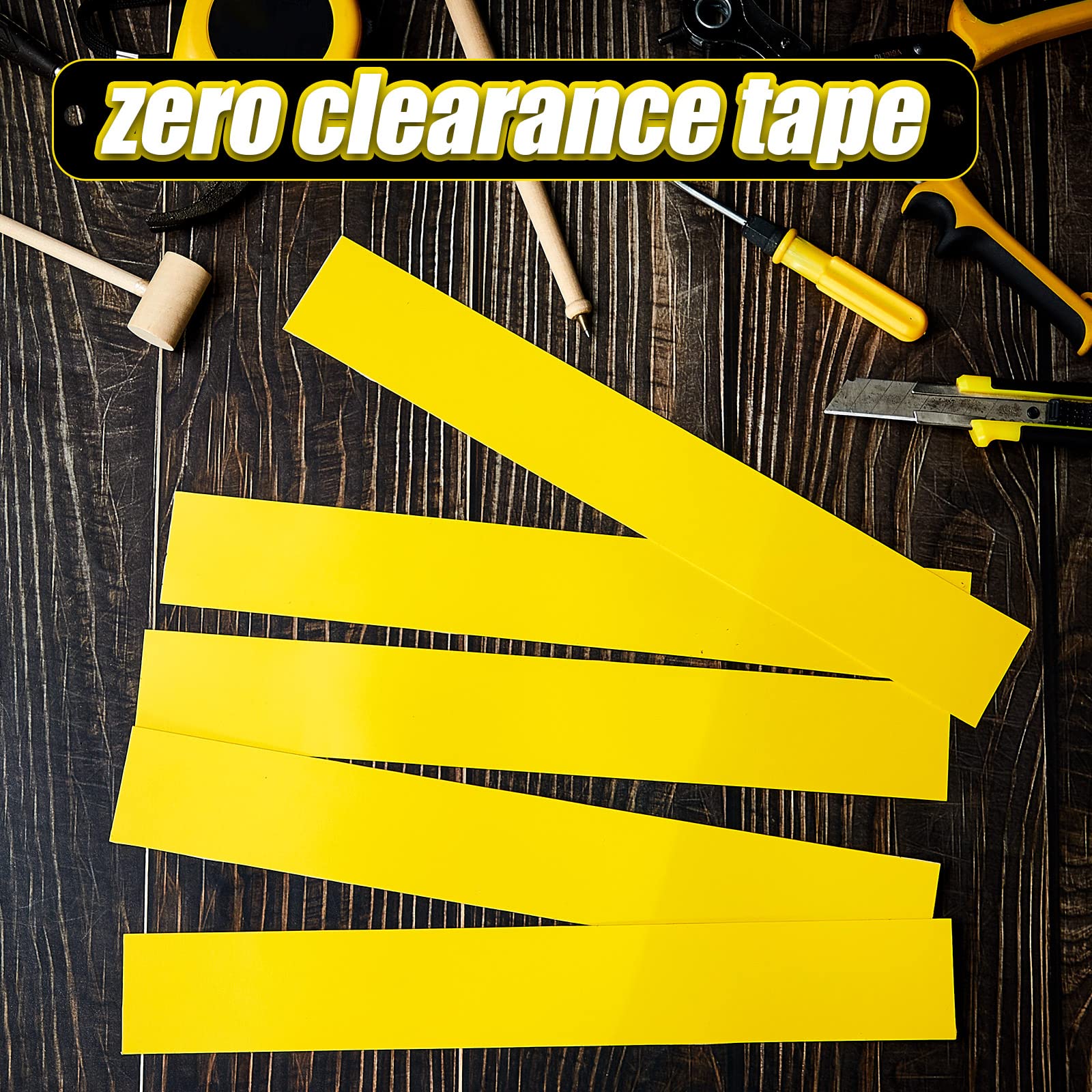 Zero Gap Woodworking Tape for More Accurate Cuts On Miter Saw Table Saw PVC Self Adhesive Strips for Positioning Wood Cutting, 2 x 14 Inch, Yellow (5 Pcs)