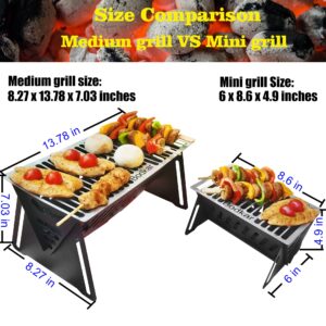 Bodkar Small Portable Grill for Personal Use, Mini Charcoal Grill for Tabletop Indoor Outdoor Cooking BBQ Camping Picnic Patio Backyard