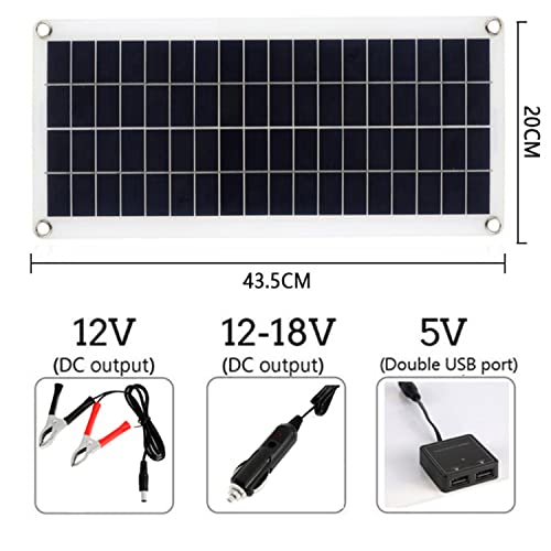 PHASFBJ 2pcs Solar Panel Kit 100W 18V Monocrystalline Solar Panel with Solar Charge Controller, Extension Cable with Battery Clips O-Ring Terminal, for RV Marine Boat Off Grid System,40a Controller