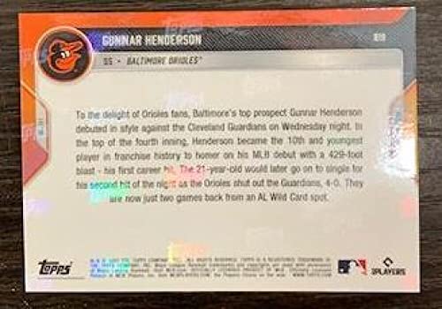 2022 Topps NOW #819 Gunnar Henderson RC Rookie (1st Hit Home Run) MLB Baseball Trading Card Baltimore Orioles