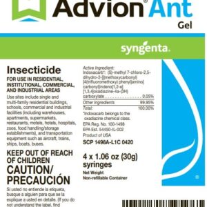 Syngenta - Advion Ant Gel Bait 4x30g Tubes, 4 Tips, and 4 plungers (60438)