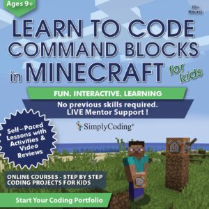 coding for kids: learn to code minecraft command blocks - video game design coding - computer programming courses, ages 9+ (pc, mac compatible)