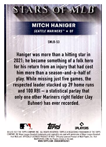 Baseball MLB 2022 Topps Stars of MLB #SMLB-53 Mitch Haniger NM Near Mint Mariners