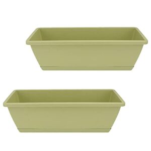 yardwe 2pcs balcony indoor shaped flower vegetable hanging trough windowsill rectangular saucer resin décor, nursery tray green container bonsai porch basin household basket