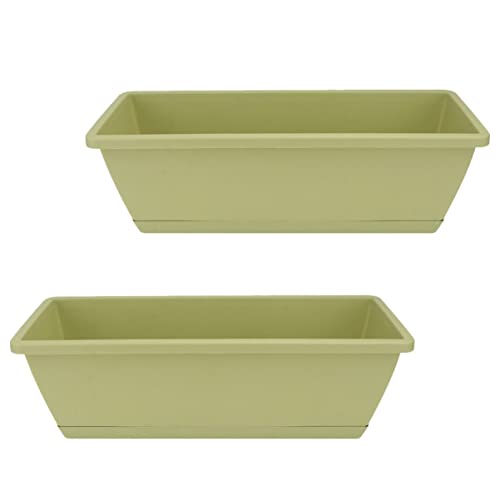 Yardwe 2pcs Balcony Indoor Shaped Flower Vegetable Hanging Trough Windowsill Rectangular Saucer Resin Décor, Nursery Tray Green Container Bonsai Porch Basin Household Basket