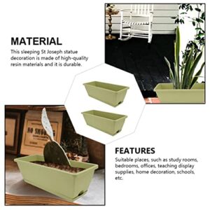 Yardwe 2pcs Balcony Indoor Shaped Flower Vegetable Hanging Trough Windowsill Rectangular Saucer Resin Décor, Nursery Tray Green Container Bonsai Porch Basin Household Basket