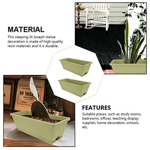 Yardwe 2pcs Balcony Indoor Shaped Flower Vegetable Hanging Trough Windowsill Rectangular Saucer Resin Décor, Nursery Tray Green Container Bonsai Porch Basin Household Basket