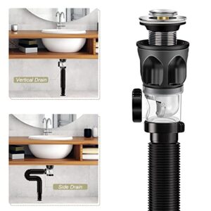 Upgraded Bathroom Sink Drain Kit, with Flexible & Expandable P-Trap Sink Drain Pipe Tube, Built-in Anti-Clogging Stopper Pop Up Drain, Suitable for 1-1/2'' OD Drain Inlets