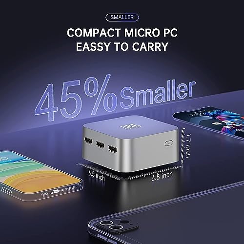 ACEMAGICIAN Mini Micro PC Windows 11Pro, Intel 11th Gen 4 Cores N5095 (up to 2.9GHz), Small Portable Compact Desktop Computer 8GB RAM 256GB SSD Support 4K UHD,Dual Gigabit Ethernet,3 HDMI,Dual WiFi,BT