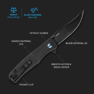 OKNIFE Chital Folding Pocket Knife (3.2inch) Liner Lock Tactical Knifel Bundles with Mini Chital Folding Pocket Knife (2.75 inch) Liner Lock EDC Tactical Knife