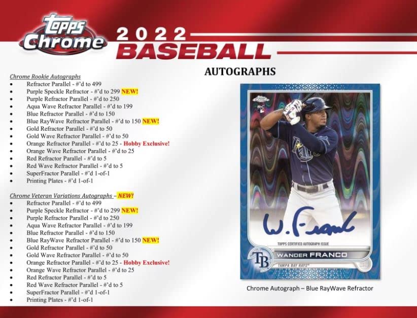 BRAND NEW 2022 Topps CHROME Series 1 AUTHENTIC Trading Card HOBBY Box - Two Chrome Autographs Per Box! - Chance for Julio Rodriguez, Wander Franco, Witt JR. Rookie and Autograph Cards - Plus Bowman Ohtani and Topps Now JULIO RODRIGUEZ Rookie Card in Pictu