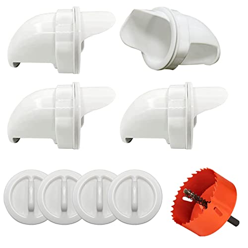 AIVEH 5 Pcs, Chicken Feeder No Waste, Fit for Buckets, Barrels, Bins, Troughs,Automatic Chicken Feeder for Rain Proof Poultry Feeder Port Gravity Feed(4 Ports,1 Hole Saw)