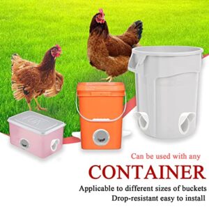 AIVEH 5 Pcs, Chicken Feeder No Waste, Fit for Buckets, Barrels, Bins, Troughs,Automatic Chicken Feeder for Rain Proof Poultry Feeder Port Gravity Feed(4 Ports,1 Hole Saw)